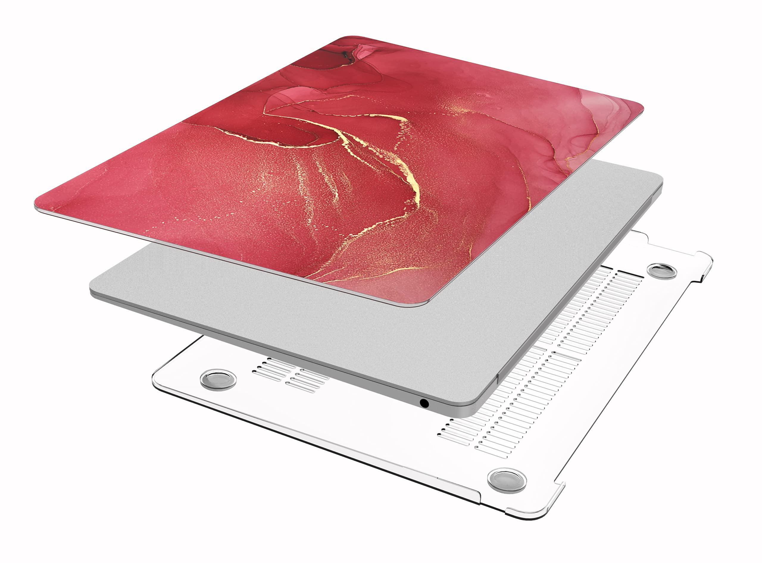 AOGGY Compatible with MacBook Air 13 inch Case 2020 2019 2018 Version Model M1 A2337 A2179 A1932 with Retina Touch ID,Plastic Hard Shell Cases & Keyboard Cover & Screen Protector - Red Wine