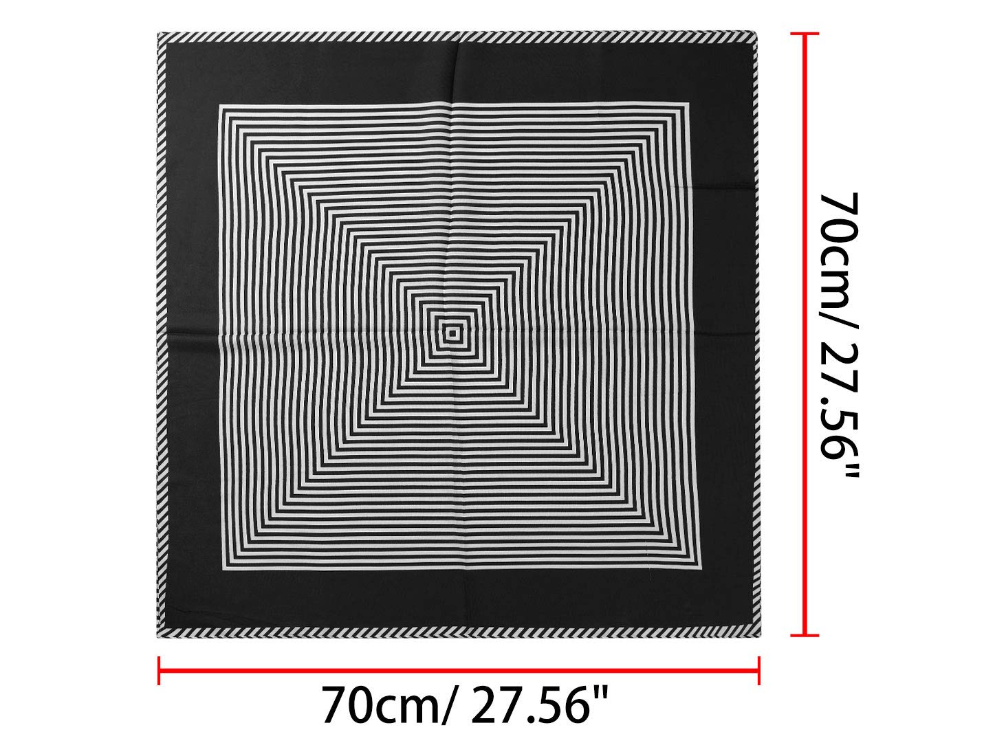 Allegra K 70cm Women Stripe Print Square Scarves Kerchief Neck Scarf Neckerchief Headband Black White
