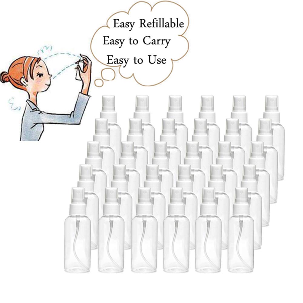 Anyumocz 30 Pack 30ml(1oz) Fine Mist Mini Clear Spray Bottles with Pump Spray Cap Refillable-Reusable Empty Plastic Bottles Travel Bottle for Essential Oils,Travel,Perfumes