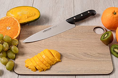 ARCOS Chef Knife 8 Inch Stainless Steel. Multi-use Professional Cooking Knife for Cutting Meat and Vegetables. Ergonomic Polyoxymethylene Handle and 215mm Blade. Series Maitre. Color Black