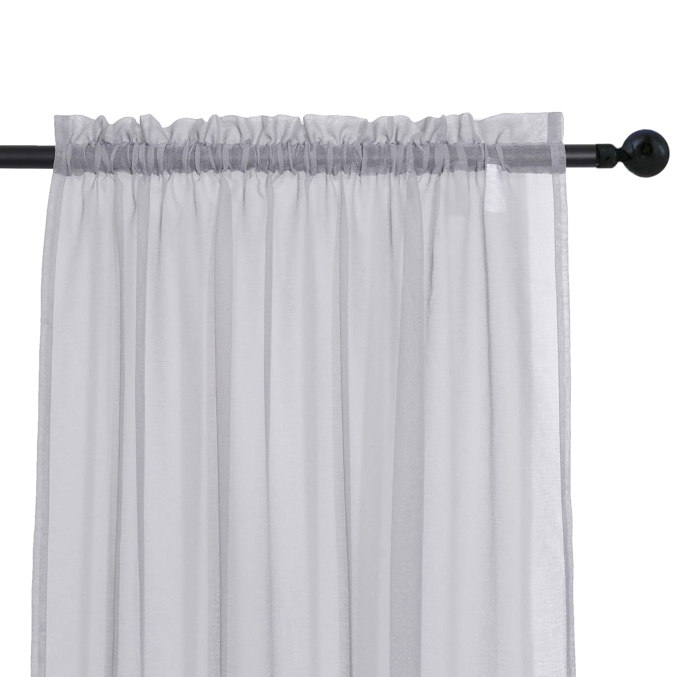 Anjee Grey Sheer Curtains 45 Inches Length Rod Pocket Window Treatment Linen Gauze Voile Drapes for Bedroom Living Room Kitchen, 52 x 45 Inch