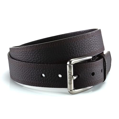 ARIAT Men's Western Work Belt β Solid Dark Brown, Full Grain Leather with Silver Buckle β Size 36
