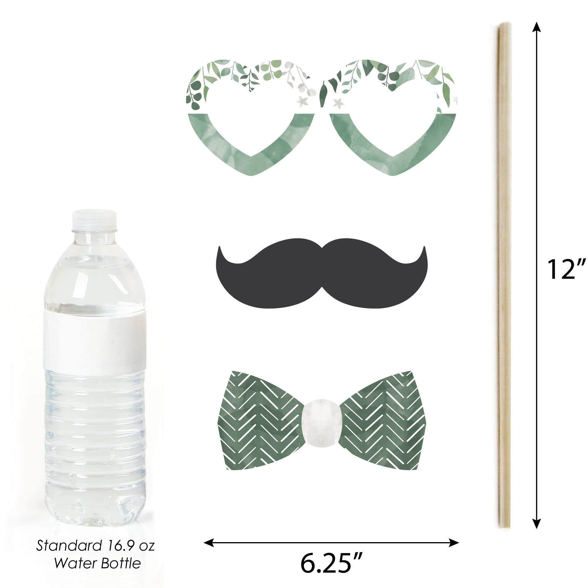 Big Dot of Happiness Boho Botanical Bride - Greenery Bridal Shower and Wedding Party Photo Booth Props Kit - 20 Count