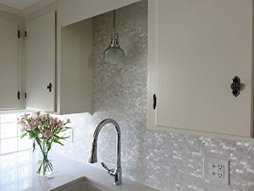 Art3d Bathroom Backsplash Mother of Pearl Backsplash Shell Mosaic Tile for Kitchen Shower Tub Sink Bathroom Tile (6, White-Mortar)