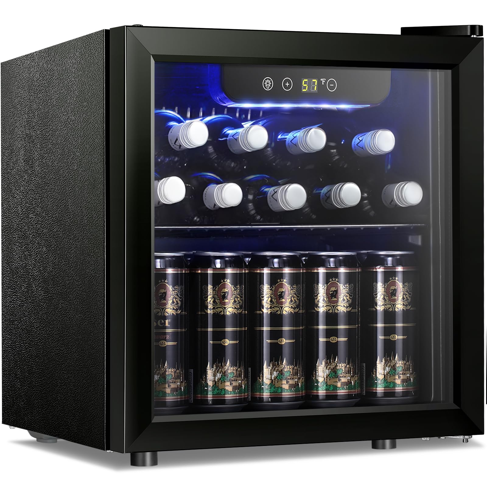 Antarctic Star 12 Bottle 48 Can Beverage Refrigerator Cooler - Mini Fridge Glass Door for Beer Soda Drinks or Wine,Freestanding Beverage Fridge for Home and Bar with Adjustable Shelving, 1.3 Cu. Ft.