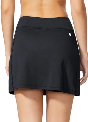 BALEAF Women's 16'' Golf Skirts High Waisted Tennis Athletic Running Workout Active Skorts with Pockets Black Large