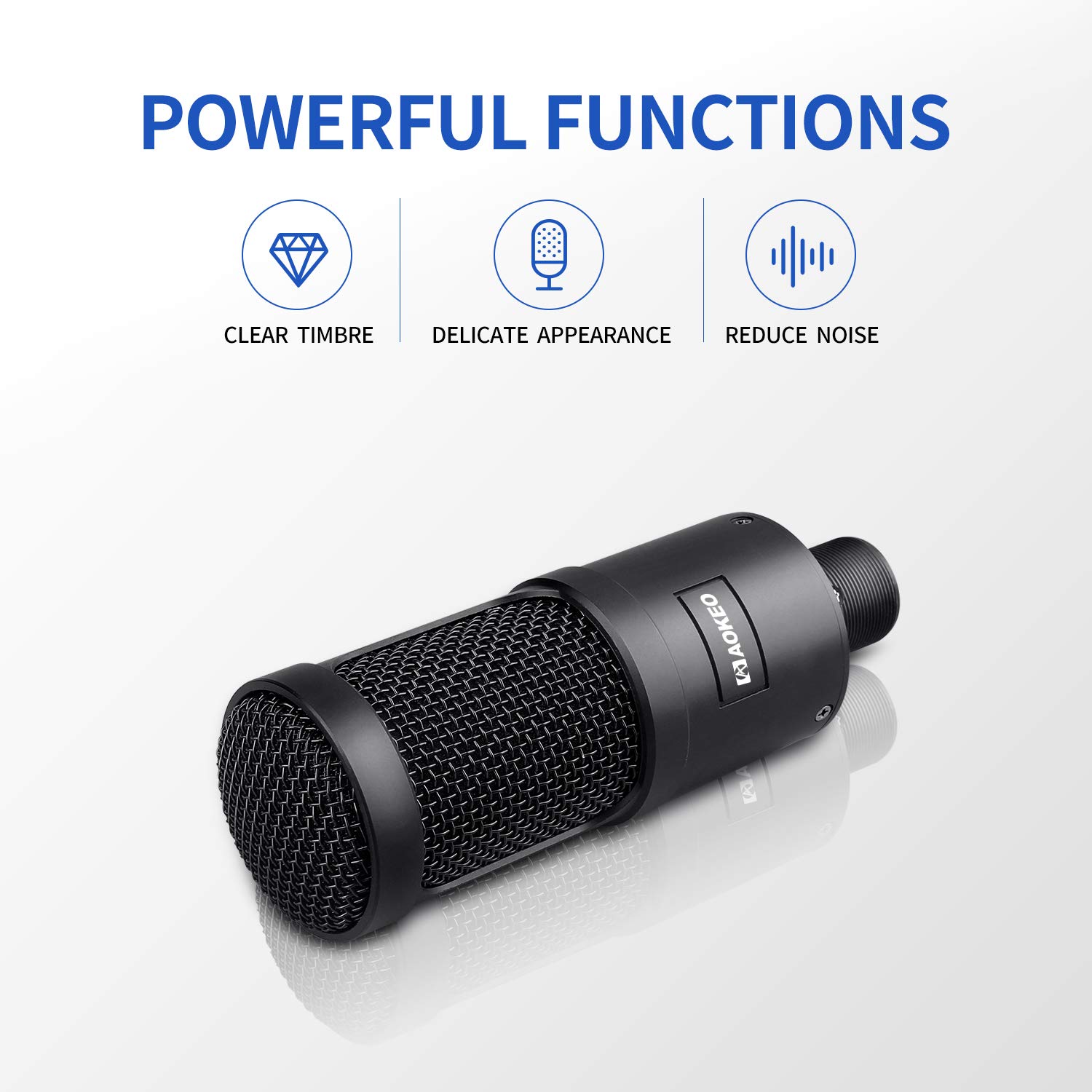 Aokeo AK-60 Professional Condenser Microphone, Music Studio MIC Podcast Recording Microphone Kit with Stand Shock Mount for PC Laptop Computer Broadcasting YouTube Vlogging Skype Chatting Gaming