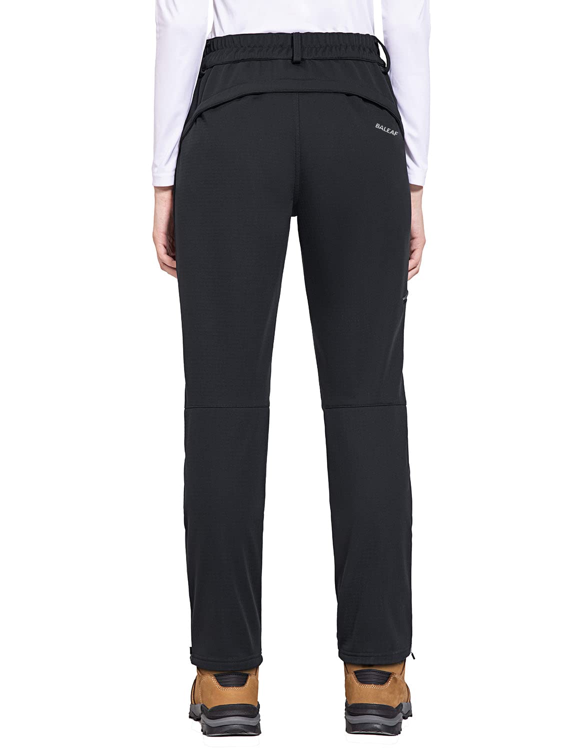 BALEAF Women's Winter Fleece Lined Hiking Pants Insulated Waterproof Cold Weather Outdoor Windproof Soft Shell Black M