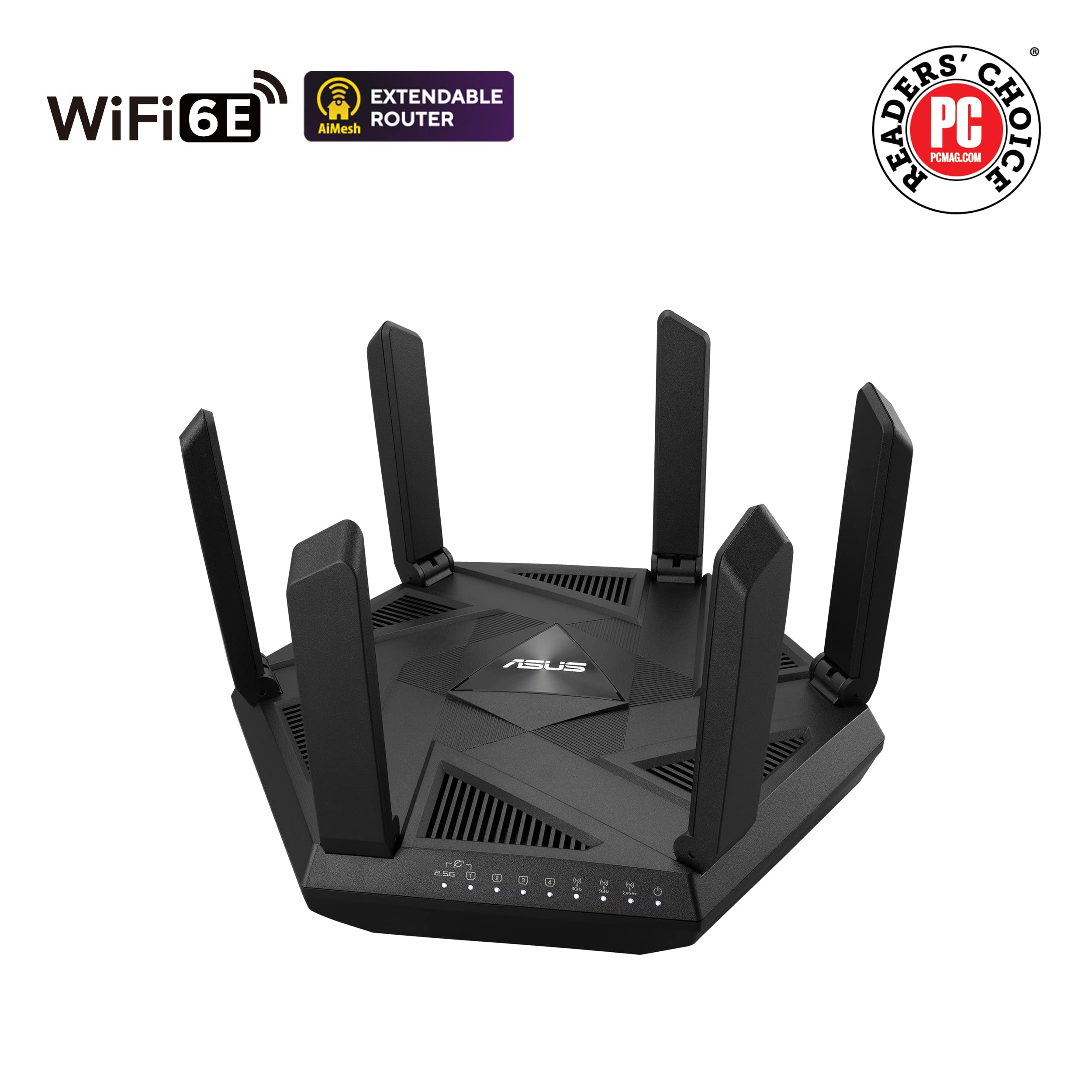 ASUS RT-AXE7800 Tri-Band WiFi 6E Extendable Router, 6GHz Band, 2.5G Port, Subscription-Free Network Security & AX5400 WiFi 6 Gaming Router - Dual Band Gigabit Wireless Internet Router, Aura RGB