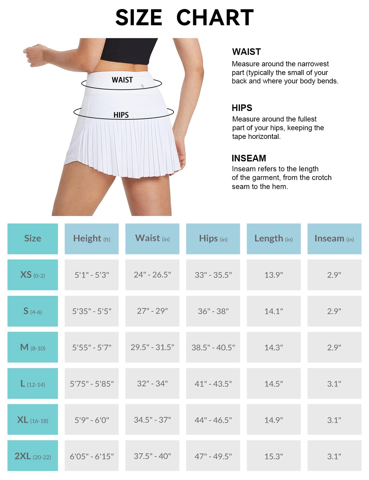 BALEAF Women's Pleated Tennis Skirts High Waisted Lightweight Athletic Golf Skorts Skirts with Shorts Pockets White Medium