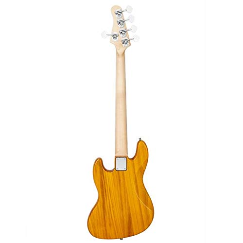 Bass & Guitar Accessories Glarry Gjazz Electric 5 String Bass Guitar Full Size Bag Strap Pick Connector Wrench Tool Transparent Yellow