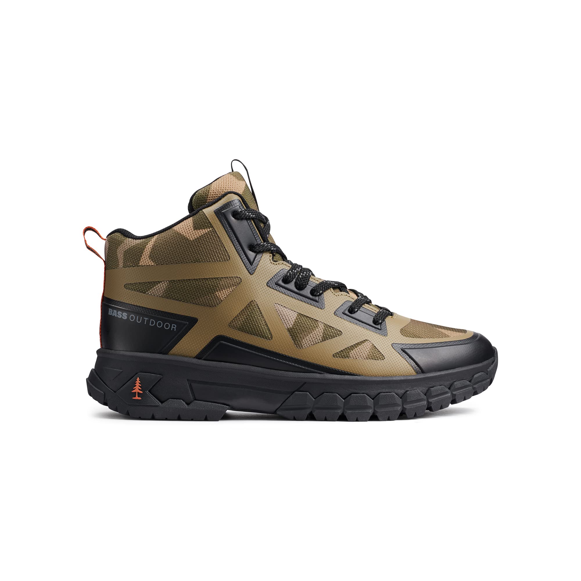 BASS OUTDOOR Men's Peak Seamless Ankle Hiking Boot, CAMO GRN/BLK, 9