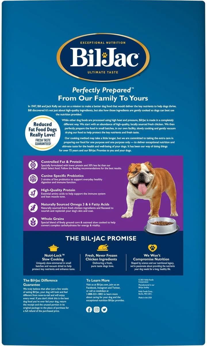 Bil-Jac Dry Dog Food Diet Adult Select Reduced Fat Formula 6 lb Bag (2-Pack) - Small or Large Breed - Super Premium Since 1947