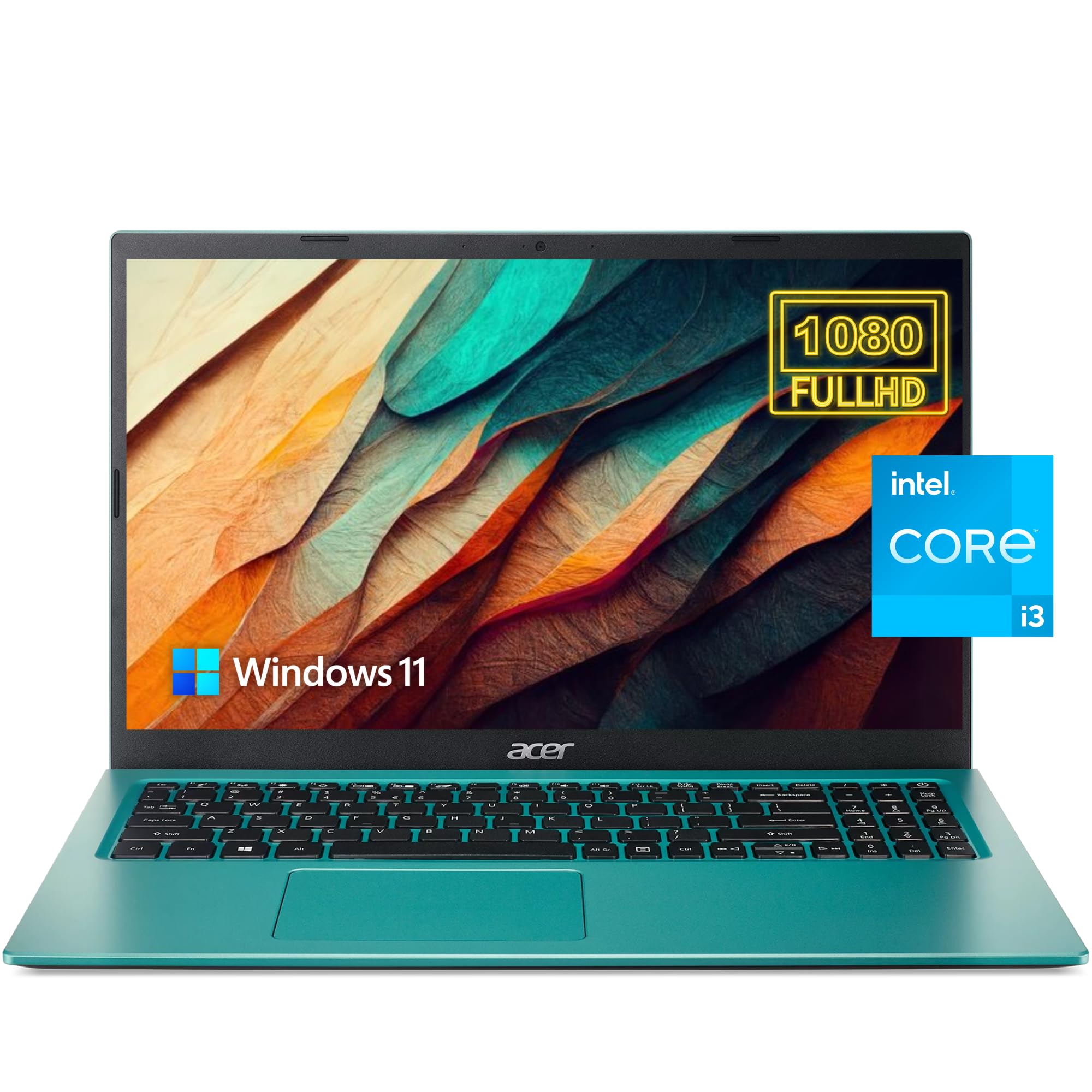 acer Aspire 3 Slim Essential Laptop, 15.6" Full HD Display, 20GB RAM, 1TB SSD Storage, Intel Core i3 Processor, HDMI, Long Battery Life, Windows 11, 1-Year Microsoft 365, Teal