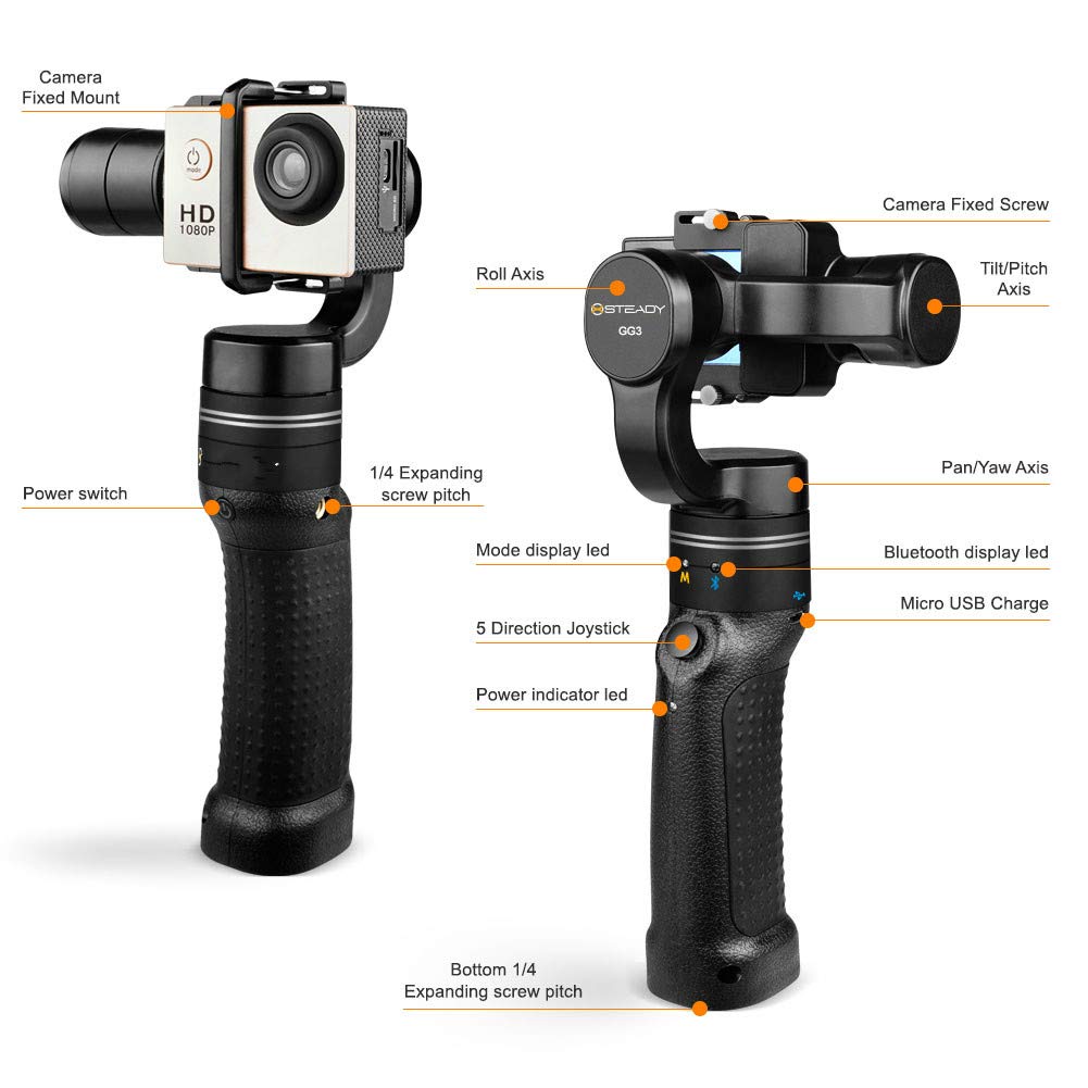 Anti Shake Flexible Outdoor Holder Action Camera Accessories Rechargeable Handheld Gimbal Stabilizer Portable for