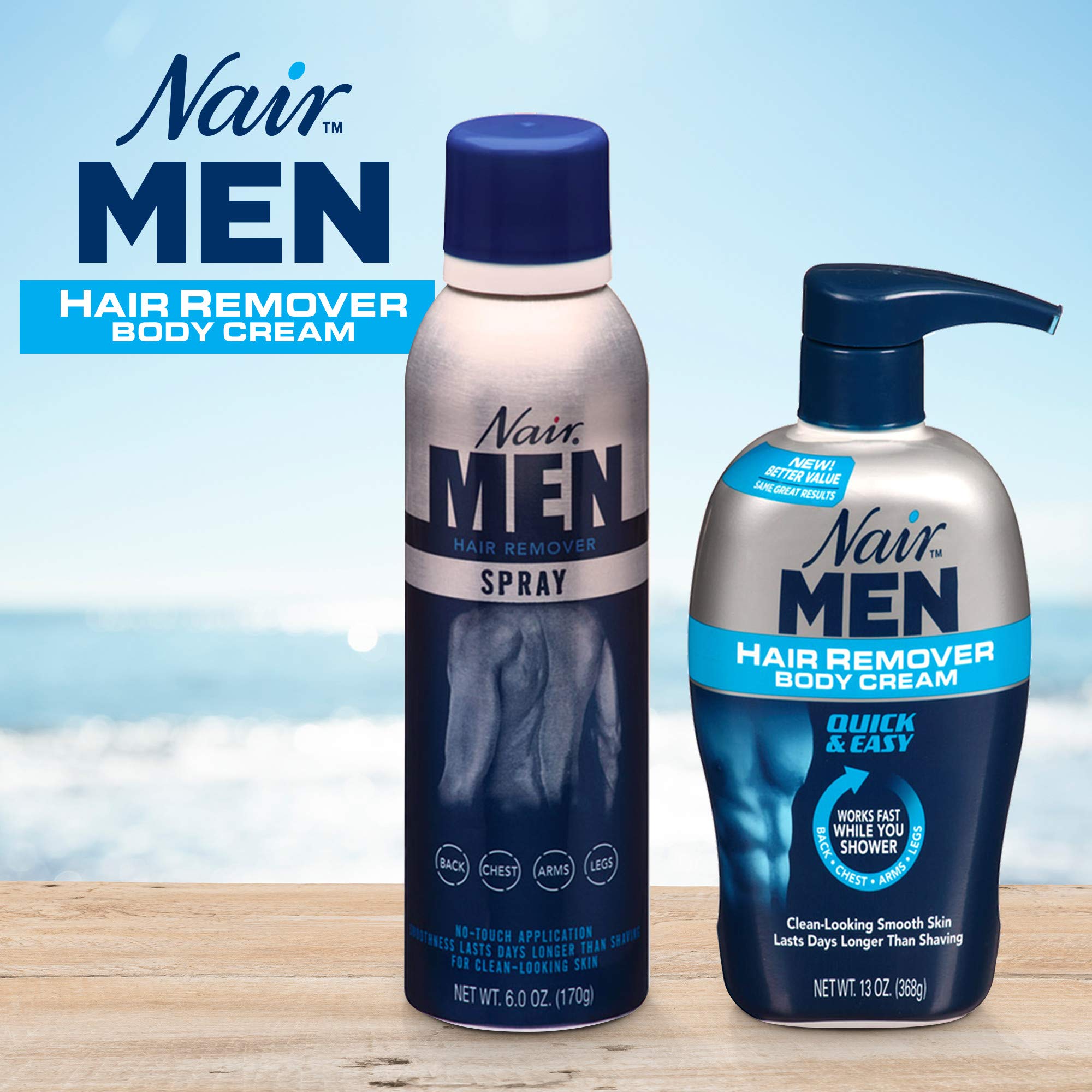 Nair Men's Hair Removal Cream, Body Hair Remover for Men, 13 Oz Bottle