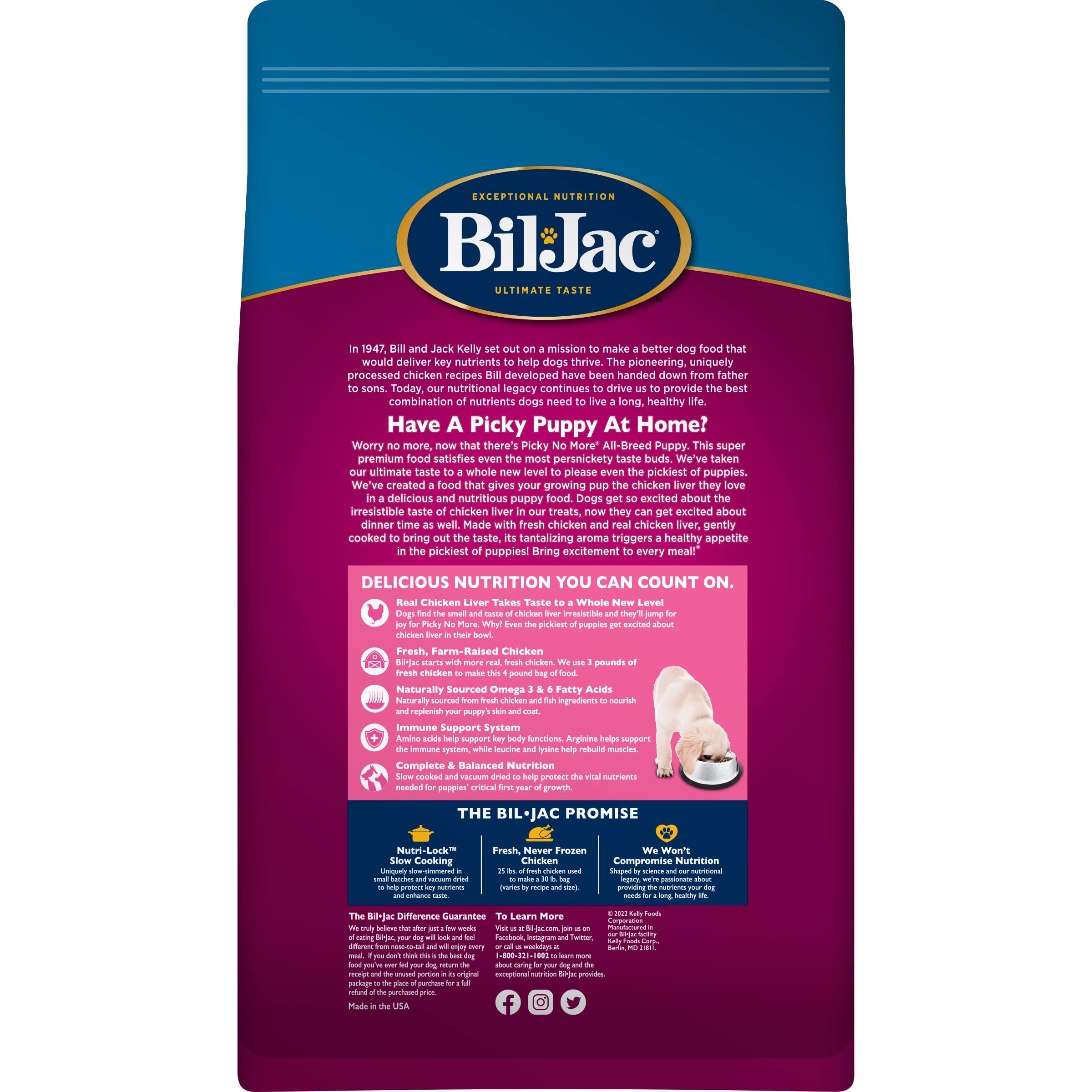 Bil-Jac Picky No More All-Breed Puppy Chicken Liver Recipe Dry Dog Food 4 Pounds (2-Pack)