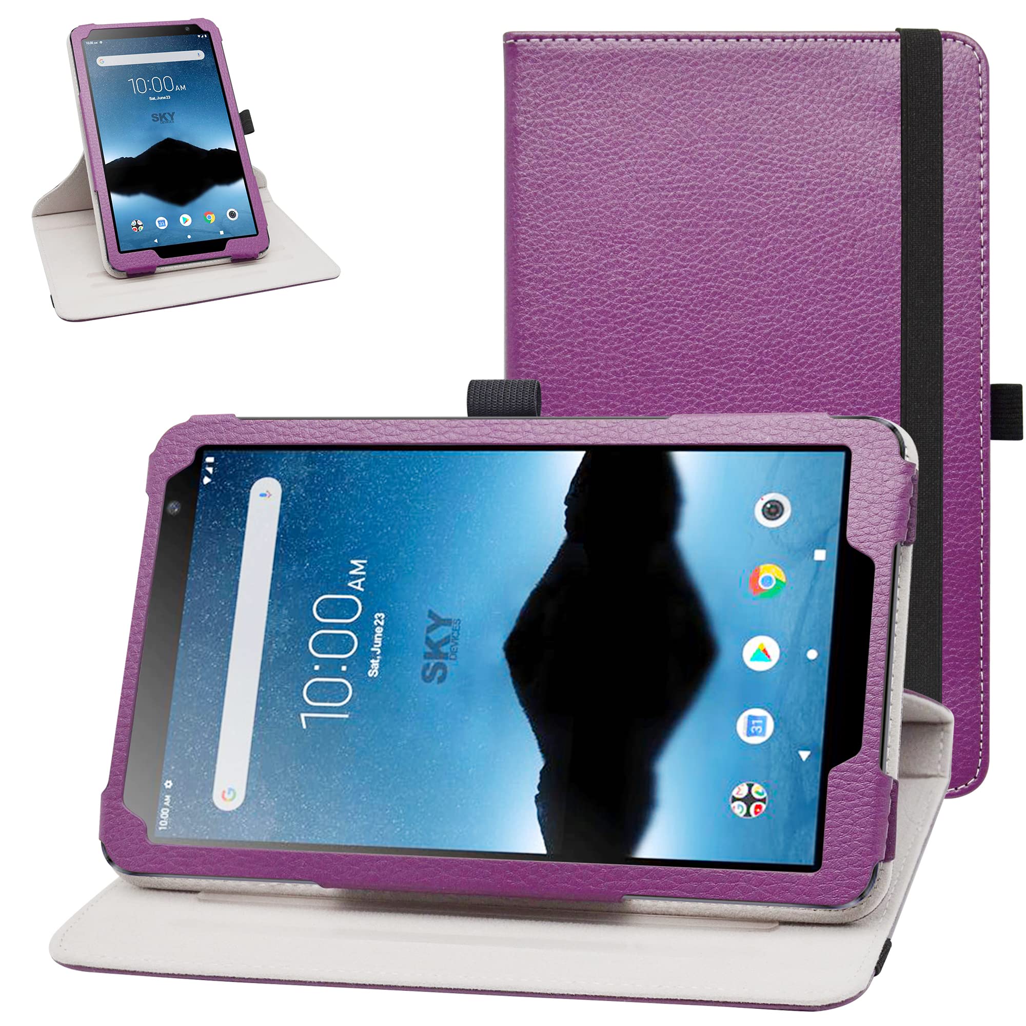 Bige for Vortex Tab 8 4g Rotating Case,DIALN X8 Ultra Case,MAXWEST Nitro 8 Case,Sky Devices Elite Octa Rotating Case,Foxx T8 Plus Rotating Case,Pritom L8 Rotating Case,Purple
