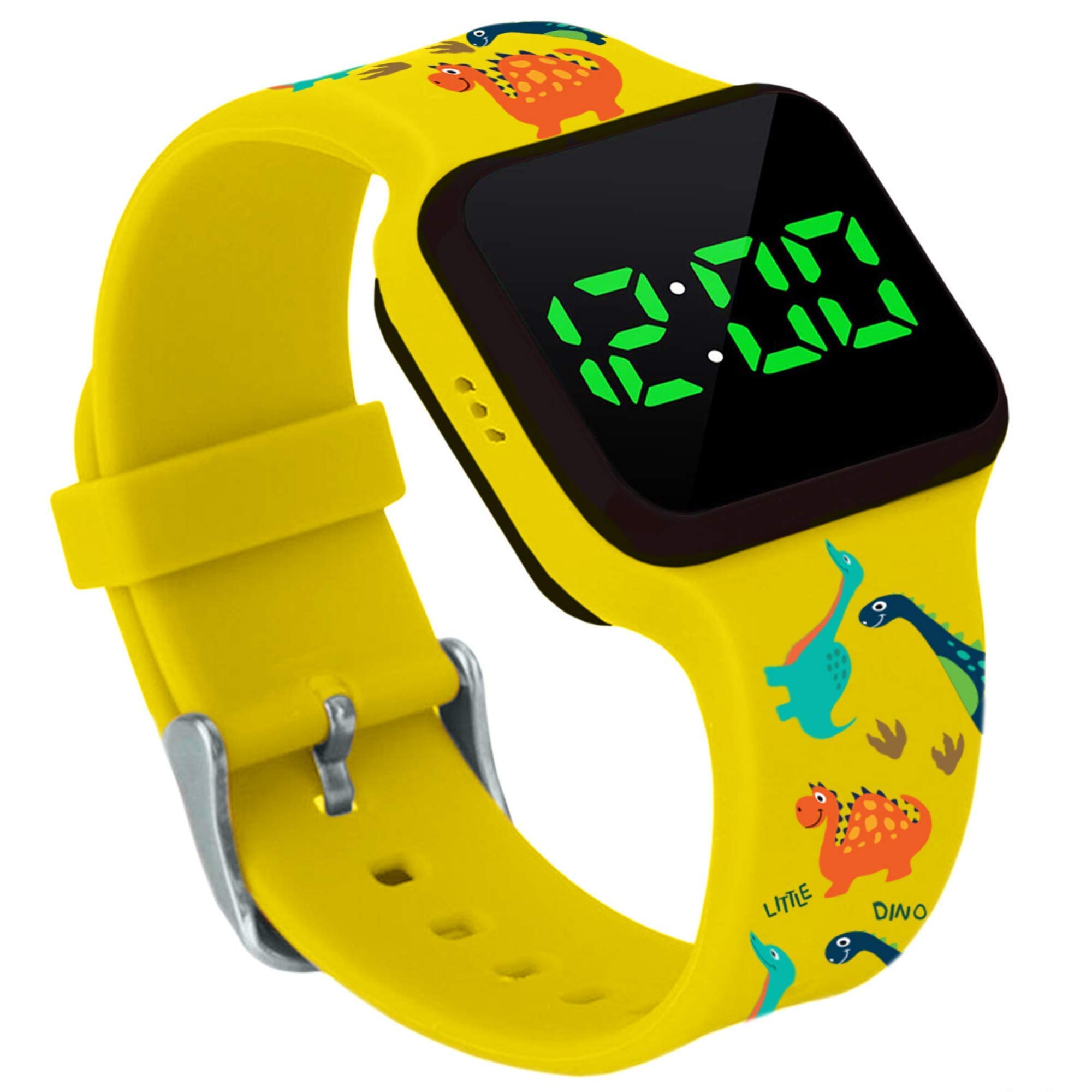 ATHENA FUTURES Potty Training Count Down Timer Watch with Lights and Music - Rechargeable, Dinosaur Yellow Band and Potty Training Chart for Toddlers - Dinosaur with Kids Cartoon - Sticker Chart