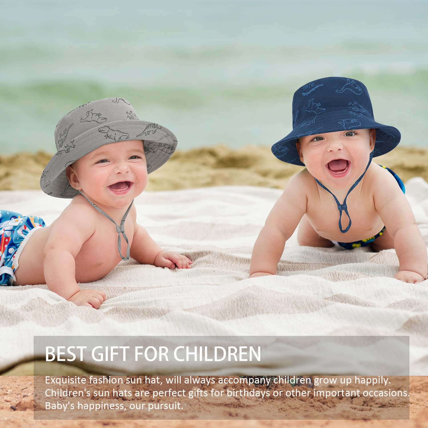 Baby Boy Sun Hat, Summer Beach UPF 50+ Sun Protection Hats, Toddler Kids Wide Brim Sun Hats Cap(12-24 Months