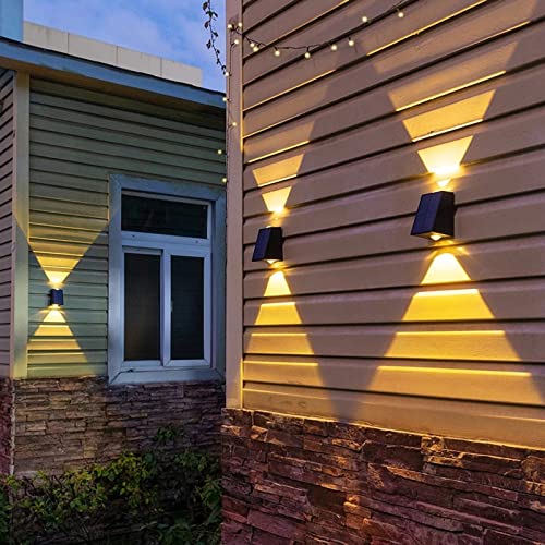 ASLIDECOR Solar Wall Lights UP and Down,Warm White Fence Lighting Waterproof Deck Step Light for Arbor Patio Yard
