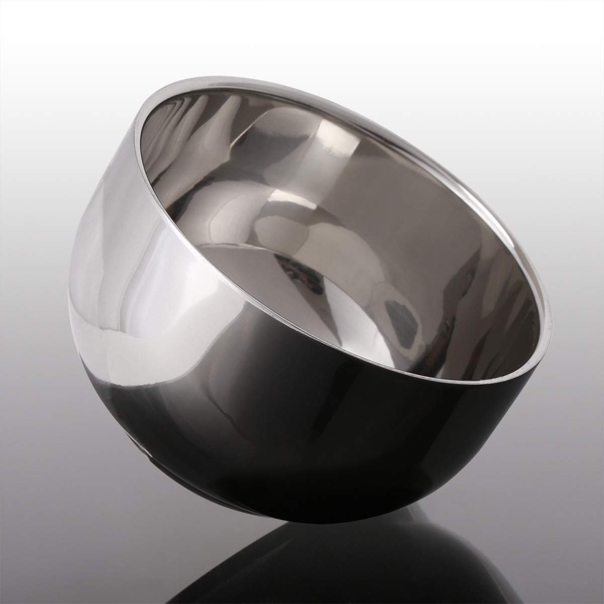 AKStore Men's Durable Shave Soap Cup Shining High Quality Double Layer Stainless Steel Heat Insulation Smooth Shaving Mug Bowl