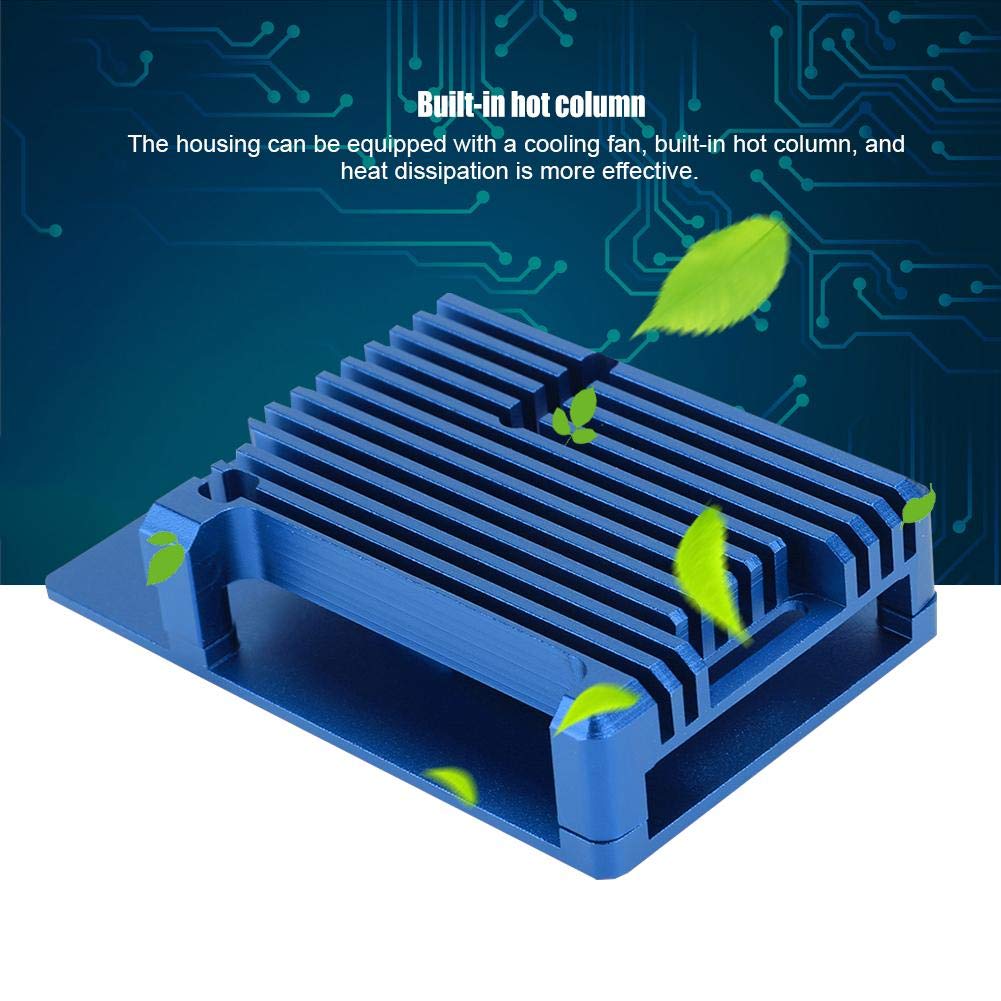 ASHATA Case for Raspberry Pi, Aluminum Alloy Housing with External Slot Built-in Hot Column Enclosure Technology Design Case for Raspberry Pi 4(Blue)