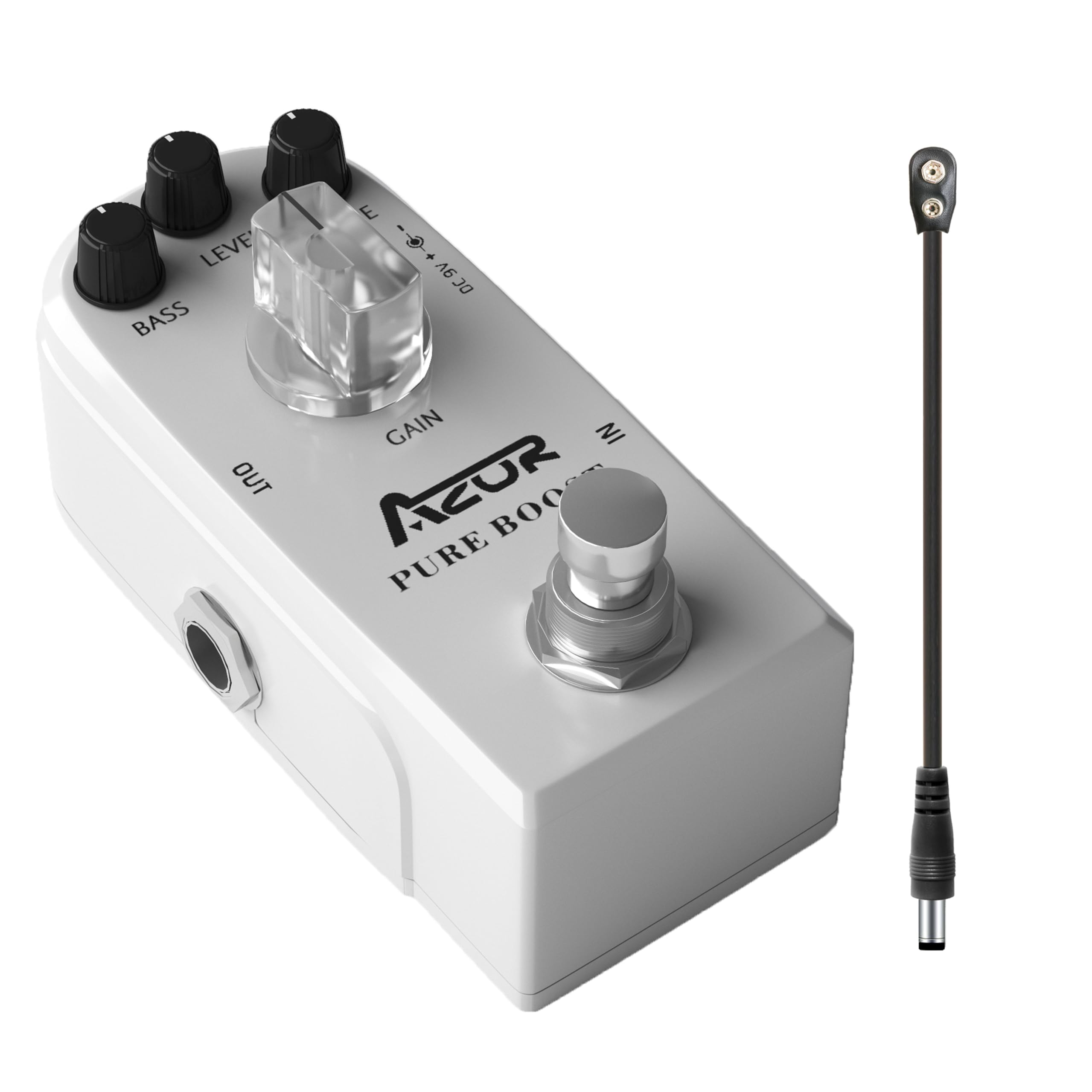 AZOR Pure Boost Guitar Effect Pedal Micro Clean Boost Pedal with Guitar Pedal Power Cable,9V Battery Clip Converter Power Cable