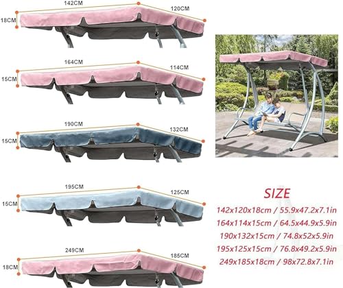 BTURYT Swing Chair Sunshade 210DReplacement Canopy Seat Chair Sunshade Waterproof Cloth Swing Garden Rocking 2or3 Seats Outdoor Seat Hammock Bench（Only Cover）