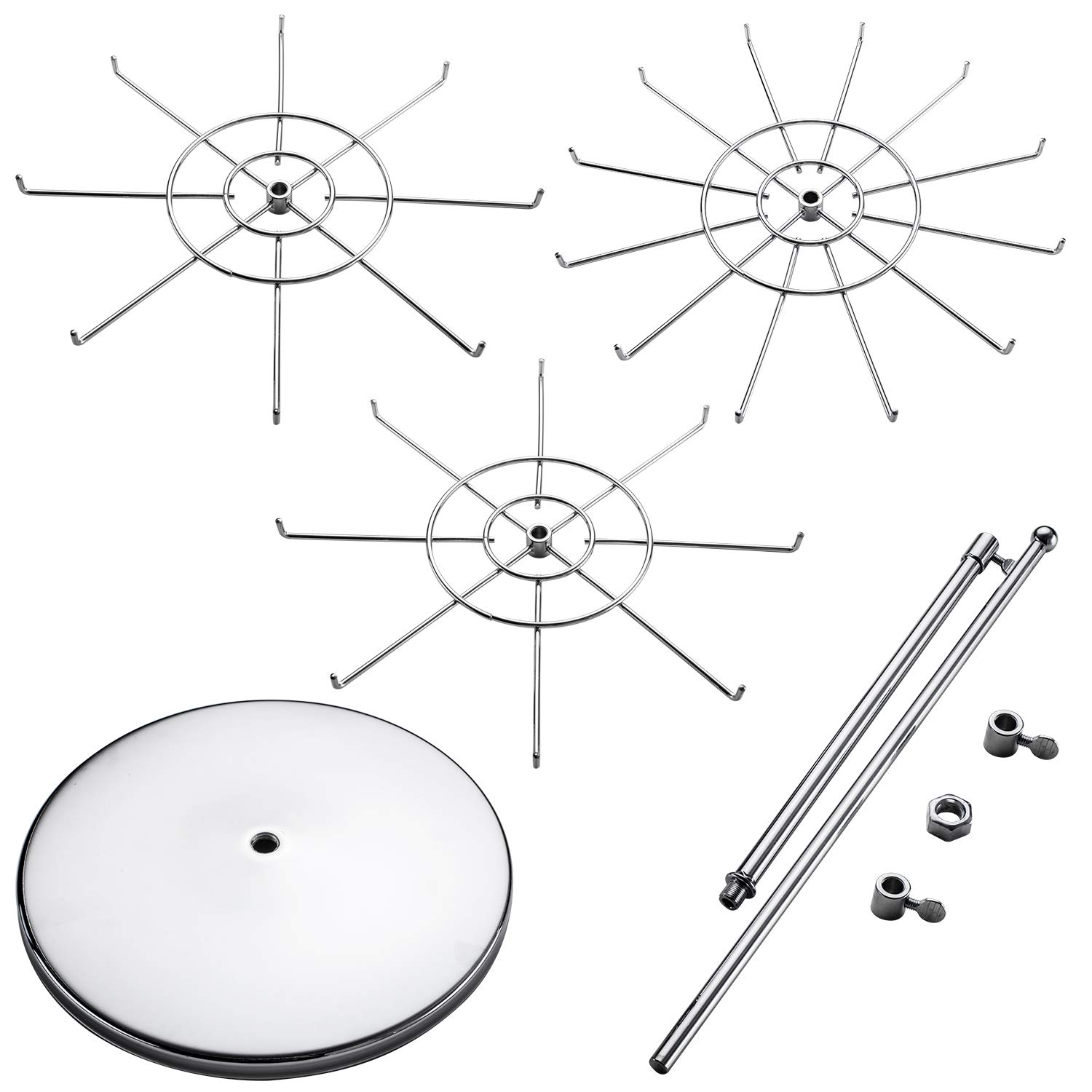 APL Display-Display Stand 3 Tier Jewelry Display Holder, Metal Necklace Display Stand, Adjustable Spinning Display Rack for Necklaces, Bracelets, Earrings, Ring