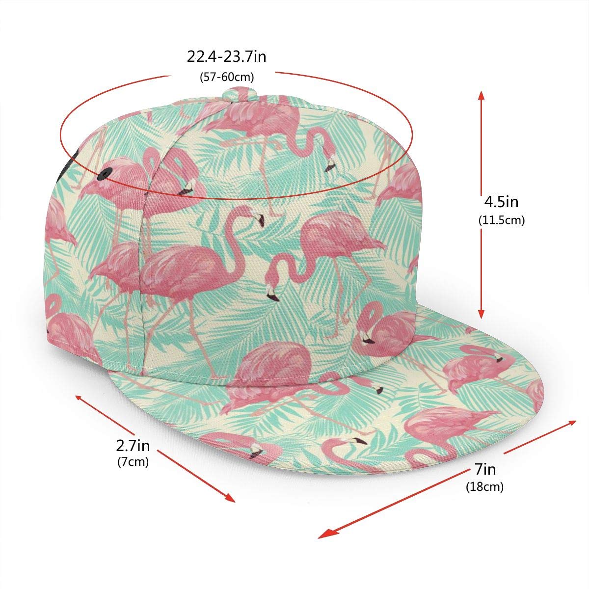 antkondnm Tropical Bird Flamingo Flat Bill Snapback Hat - Hip Hop Baseball Cap