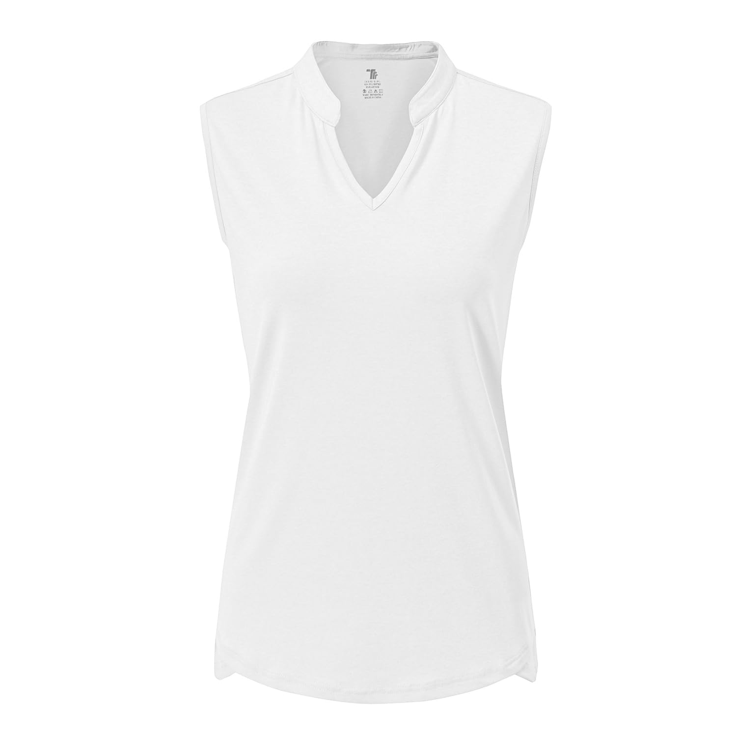 BASUDAM Women's Sleeveless Golf Polo Shirts V-Neck Collarless Tennis Athletic T-Shirts Quick Dry White XL