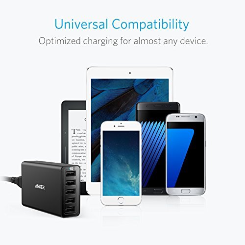 Anker 40W 5-Port USB Wall Charger, PowerPort 5 for iPhone XS / XS Max / XR / X / 8 / 7 / 6 / Plus, iPad Pro / Air 2 / mini, Galaxy S9 / S8 / Edge / Plus, Note 8 / 7, LG, Nexus, HTC and More, Black