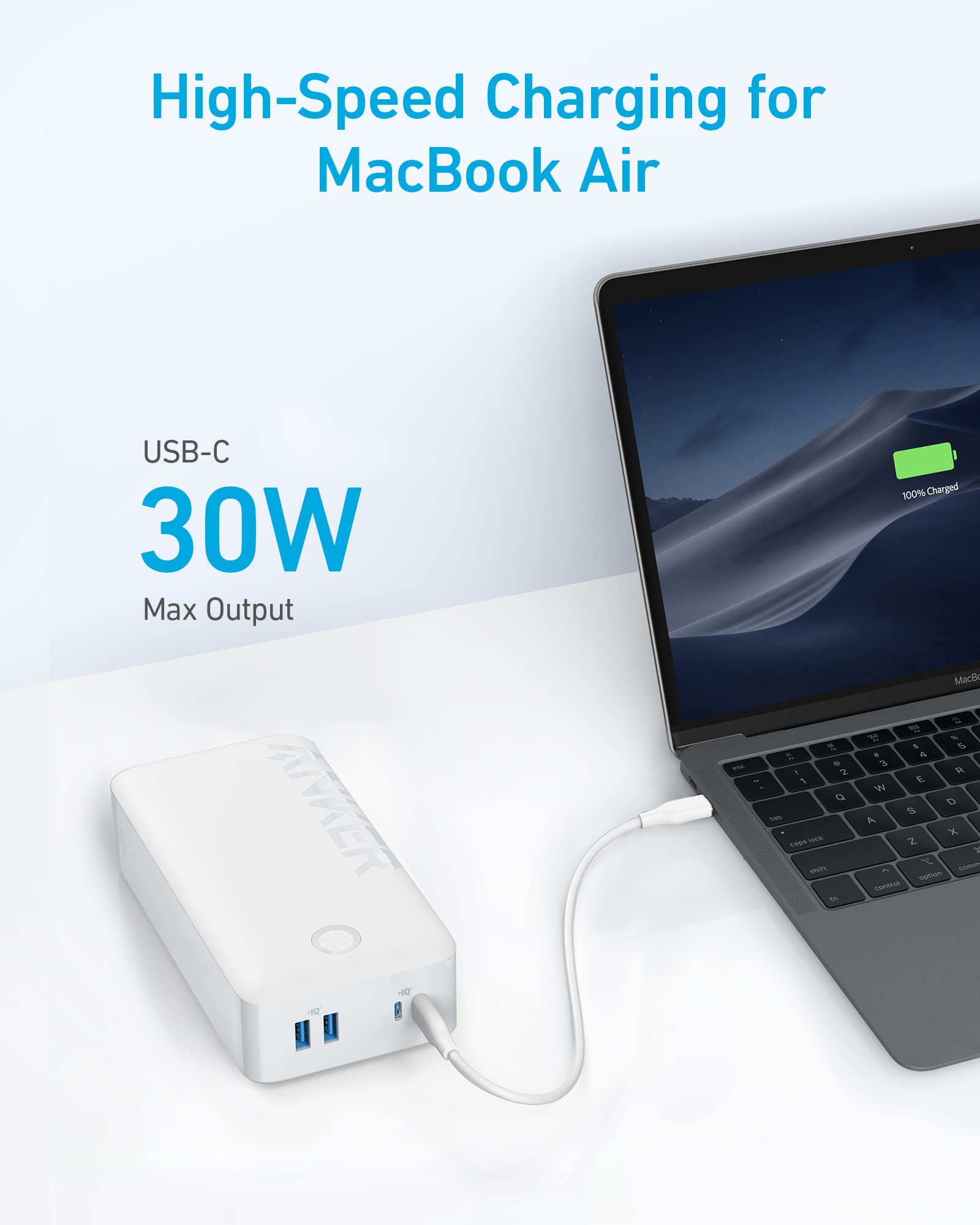 Anker Portable Charger, Power Bank, 40,000mAh 30W Battery Pack with USB-C High-Speed Charging, for MacBook, iPhone iPhone 15/15 Plus/15 Pro/15 Pro Max, iPhone14/13/12 series, Samsung Galaxy, iPad