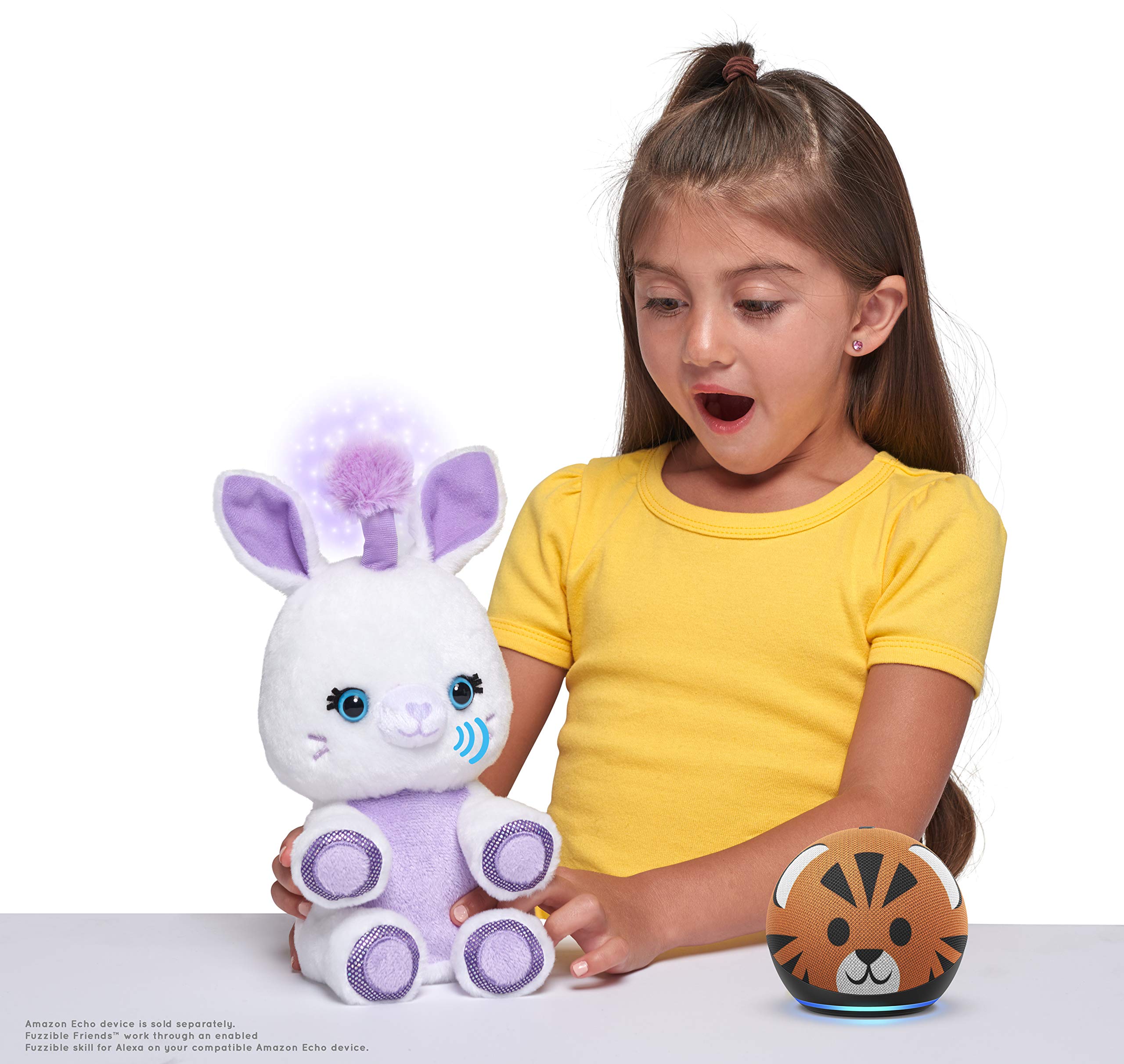 Fuzzible Friends Jazwares Fluff The Bunny Plush Light Up Toy – Works with Compatible Amazon Echo Devices for Interactive Activities and Sounds – Amazon Exclusive
