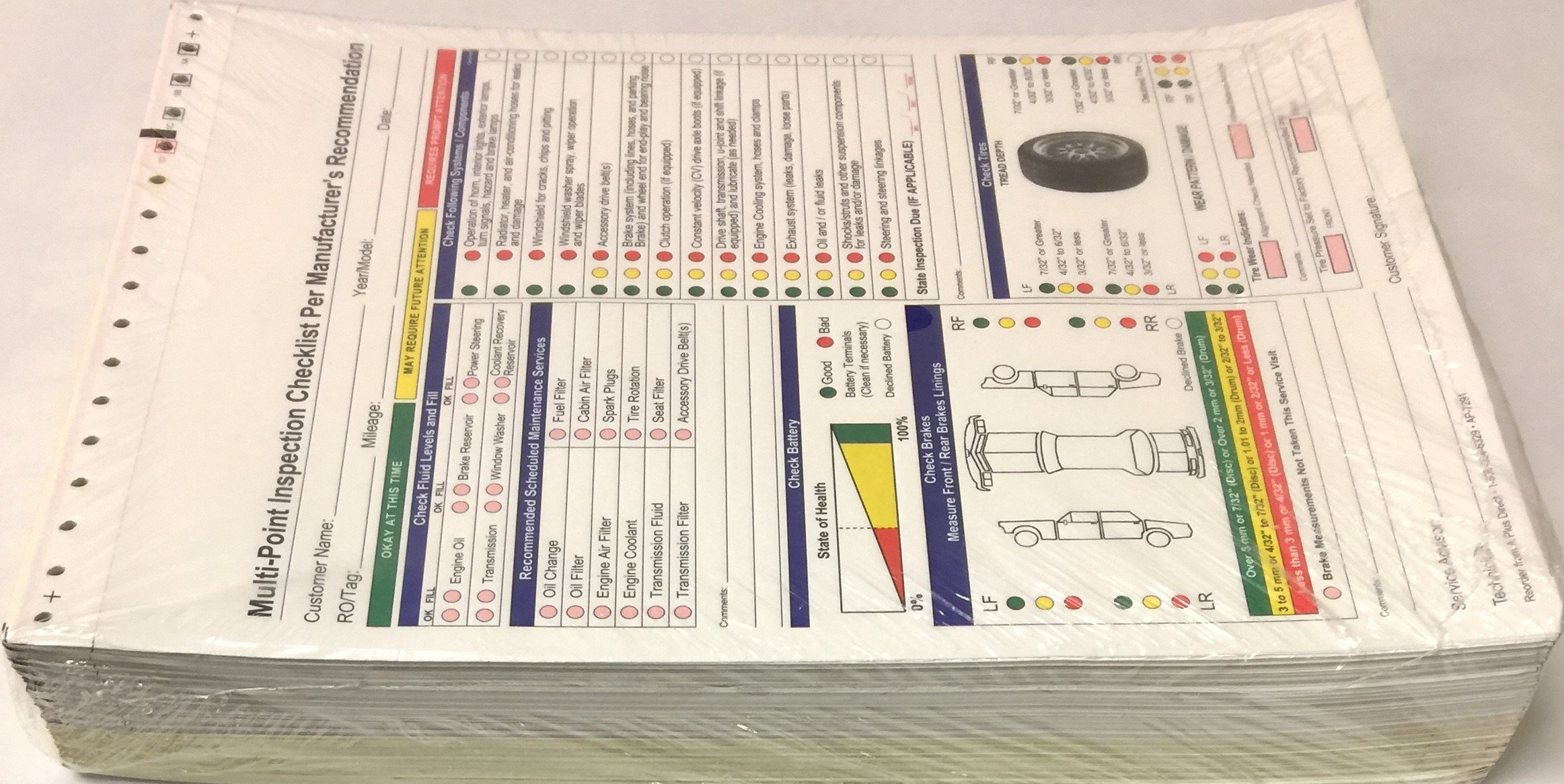 Vehicle Multi-Point Inspection Forms - (250/pack)