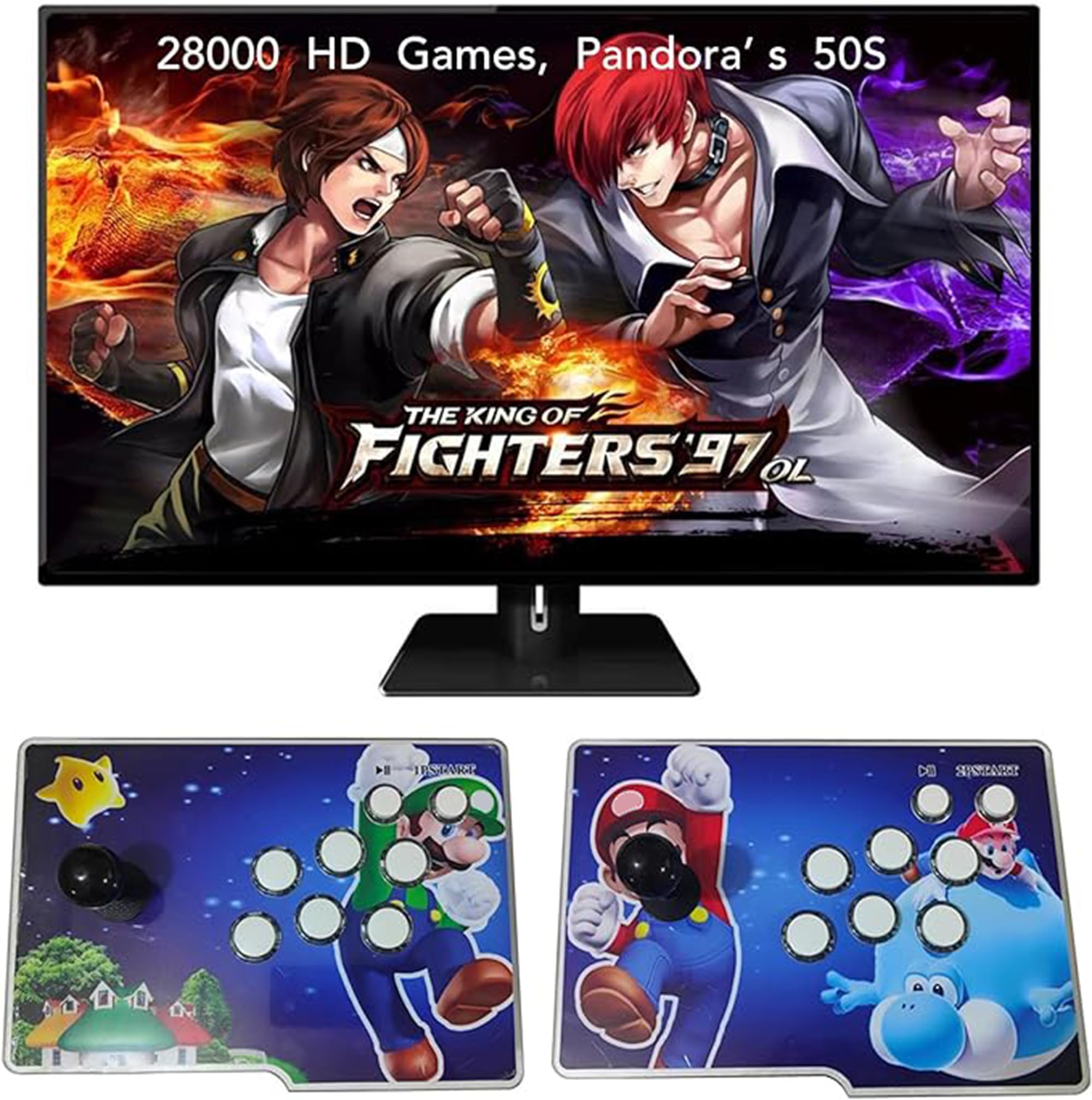 FVBADE [28000 Games in 1 50S Pandora Box Arcade Game Console for PC & Projector & TV,3D Games 1-4 Players Double Joystick Favorite List Game Category Save/Search/Hide/Pause/Delete Games