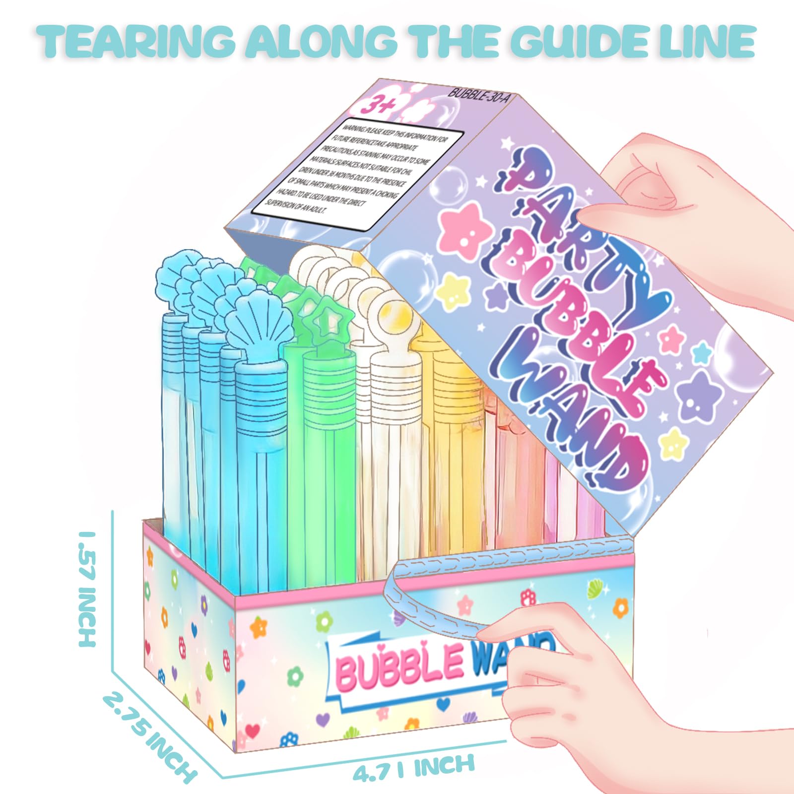 Bubble Party Favors for Kid, 30 Pack Mini Bubbles Bulk with Display Box, Pastel Bubble Wand Sticks Toy for Party Supplies, Birthday, Wedding Decorations, Goody Bag Fillers Stuffers, Carnival Prizes