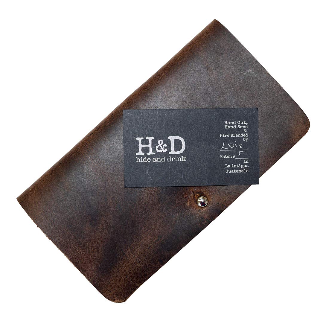 Hide & Drink, Leather Wallet, Holds Up to 4 Cards Plus Flat Bills & Coins/Pouch/Case/Purse/Cash, Handmade :: Bourbon Brown