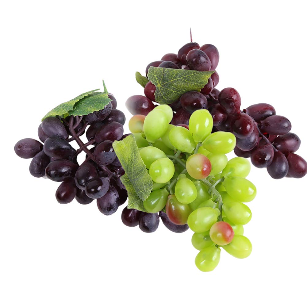 Aland-1 Bunch Fake Grape Artificial Plastic Lifelike Faux Fruit Home Garden Decoration - Purple