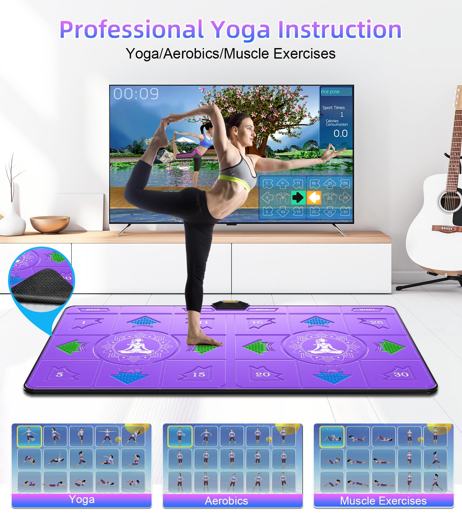FWFX Dance Mat for Kids and Adults, Exercise & Fitness Dance Pad Game for TV, Double User Wireless Dancing Mat, Musical Electronic Dance Mats with HD Camera, for Girls & Boys Ages 6+