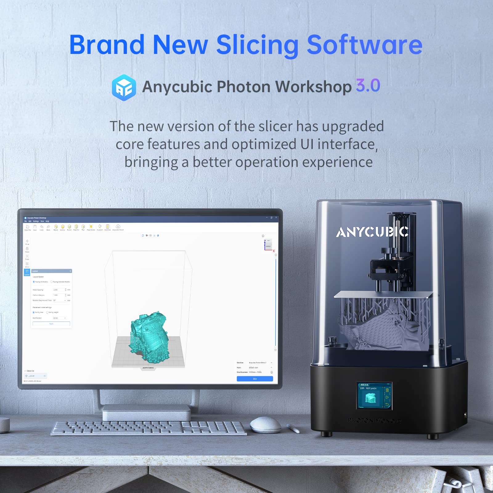 ANYCUBIC Photon Mono 2, Resin 3D Printer with 6.6'' 4K + LCD Monochrome Screen, Upgraded LighTurbo Matrix with High-Precision Printing, Enlarge Print volume 6.49'' x 5.62'' x 3.5''