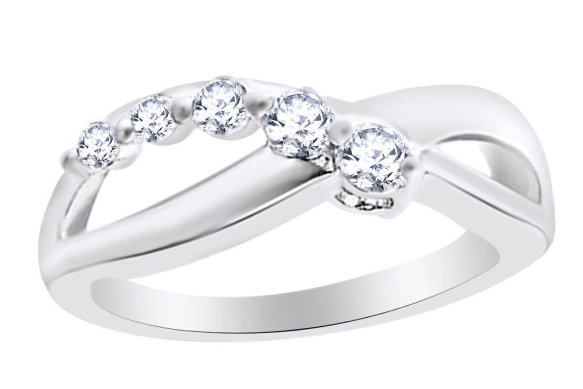 AFFY Round Shape White Cubic Zirconia Infinity Ring in925 Sterling Silver (0.50 cttw) Ring Size-13