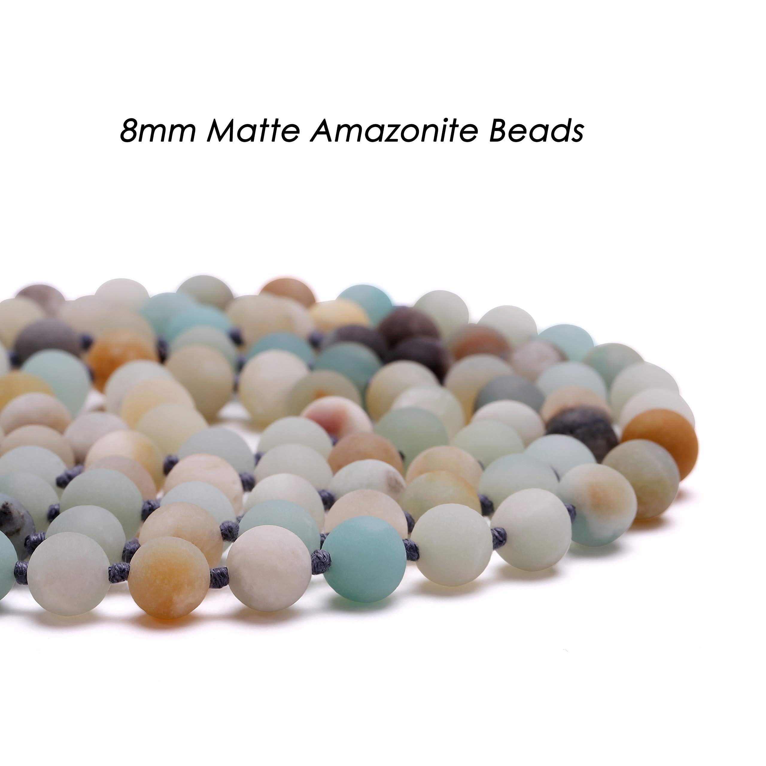 Aobei Pearl Long Beaded Necklace 8mm Gemstone Amazonite Endless Barse Chakra Handmade Jewelry for Women 47ββ