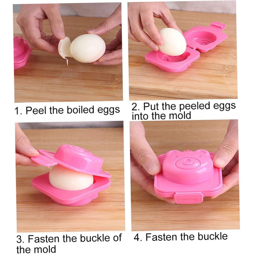 Boiled Egg Mould,6PcsHard Boiled Egg Mold,Fish Car Heart Shape Onigiri Mold,3D Rice Ball Maker, Plastic Egg Shaper DIY Tools Bento Accessories, Random Color