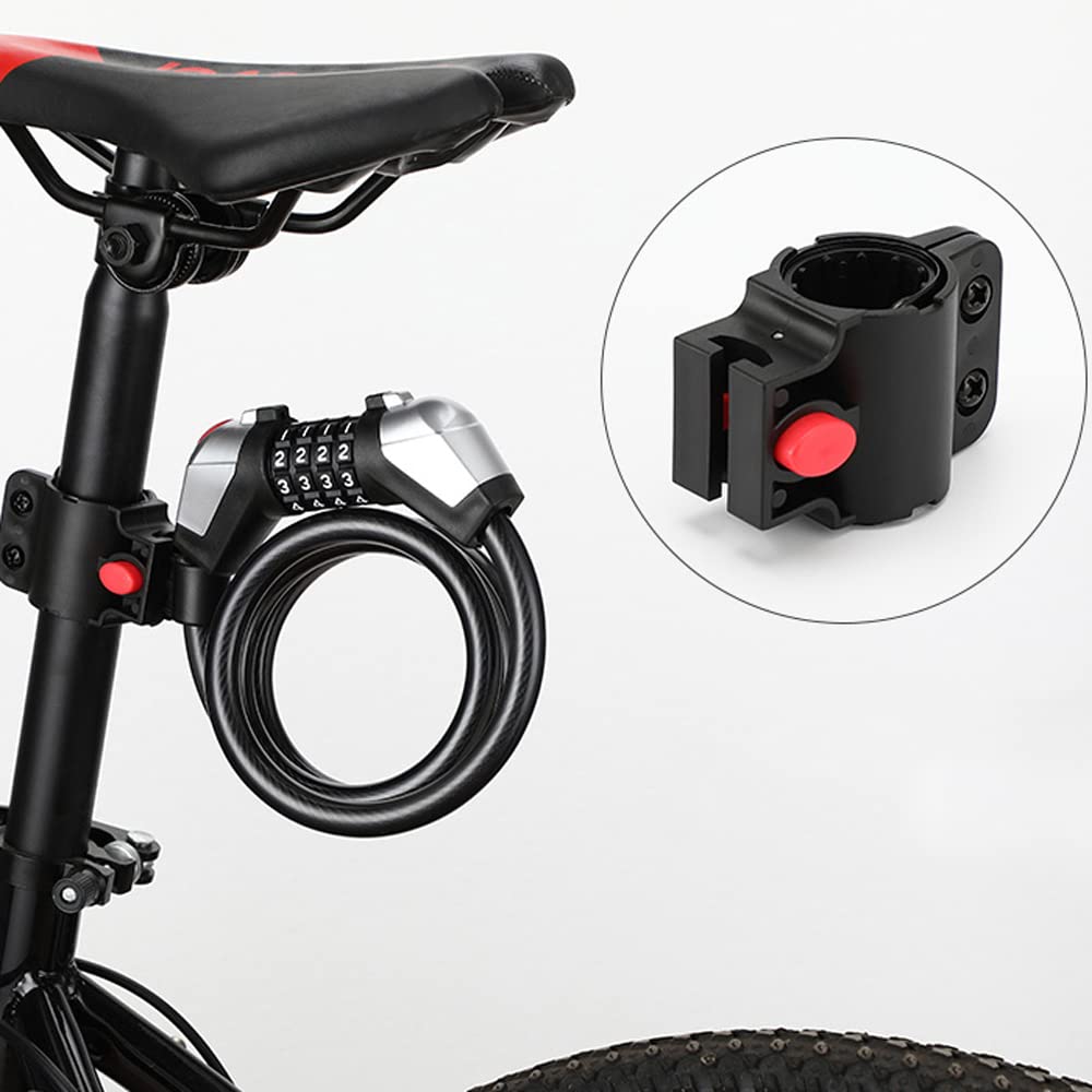 AZPINGPAN Lock Lighting Design Bicycle Lock丨12mm Thick PVC Steel Cable Anti-Theft Digital Code Lock with Lock Frame丨portable Ring 120 cm Telescopic Outdoor Riding Equipment Accessories