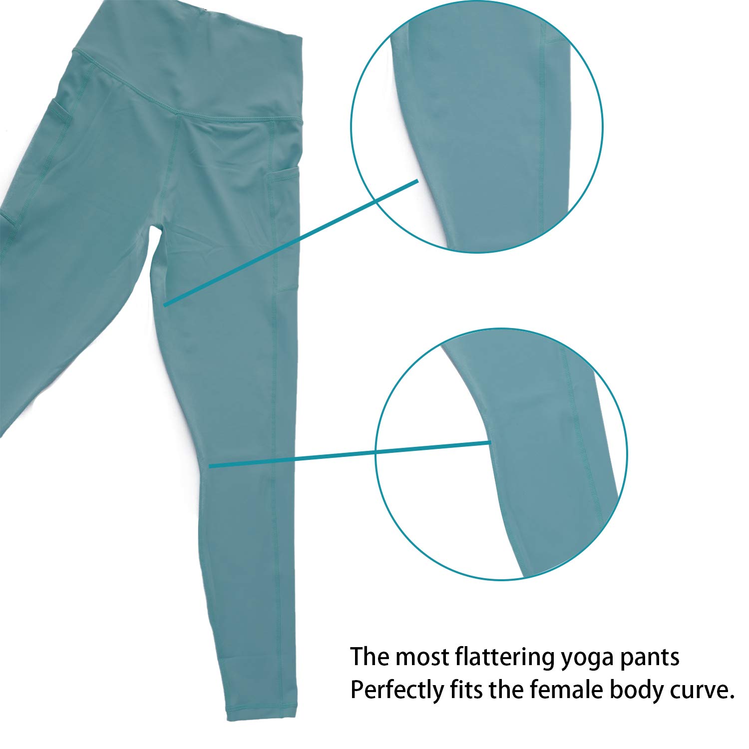 azuza High Waist Yoga Workout Pants Pattern TIK tok Scrunch Tummy Control Sliming Leggings with Pockets for Women Sky Blue