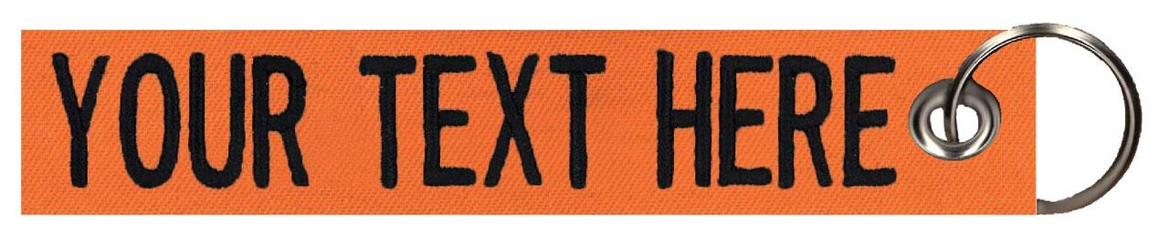 Custom Double Sided Grommeted Crate/Luggage Tags, Over 50 Fabrics, Made of Name Tape Material. Orange Fabric