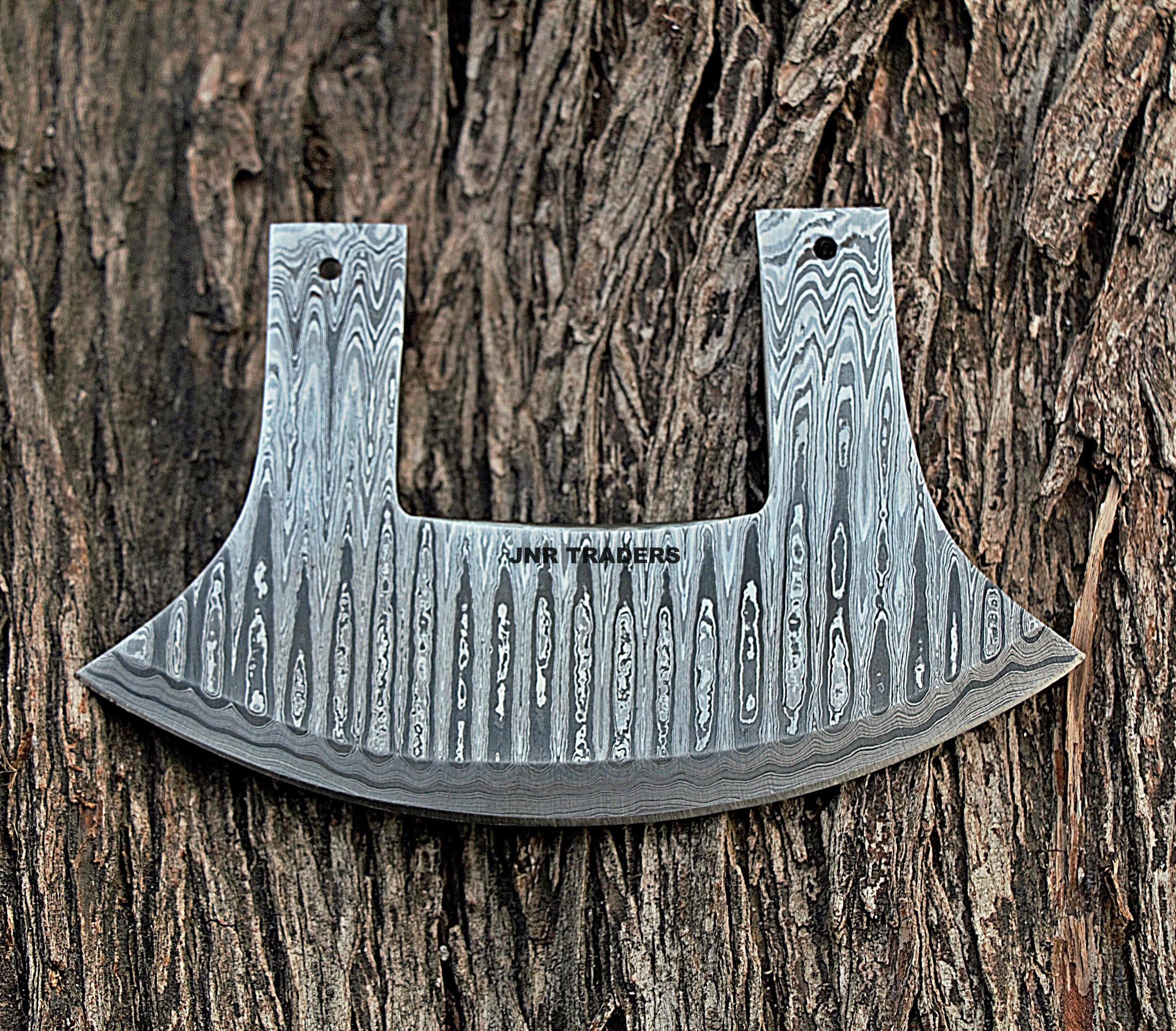 JNR Traders Damascus Ulu Knife Blanks for Knife Making Supplies Diy Full Tang 5.5 Inch Thin Ultra Sharp Cresent Blade Alaskan Ulu Knife Blade Blank 3775