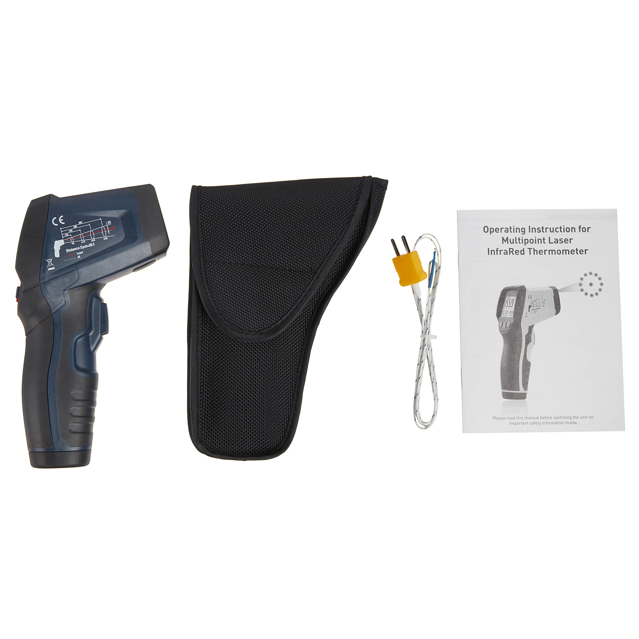 AmazonCommercial Heavy Duty Infrared Thermometer with circle laser, Double mould, Type K Probe, Adjustable Emmissivity (66IR360)